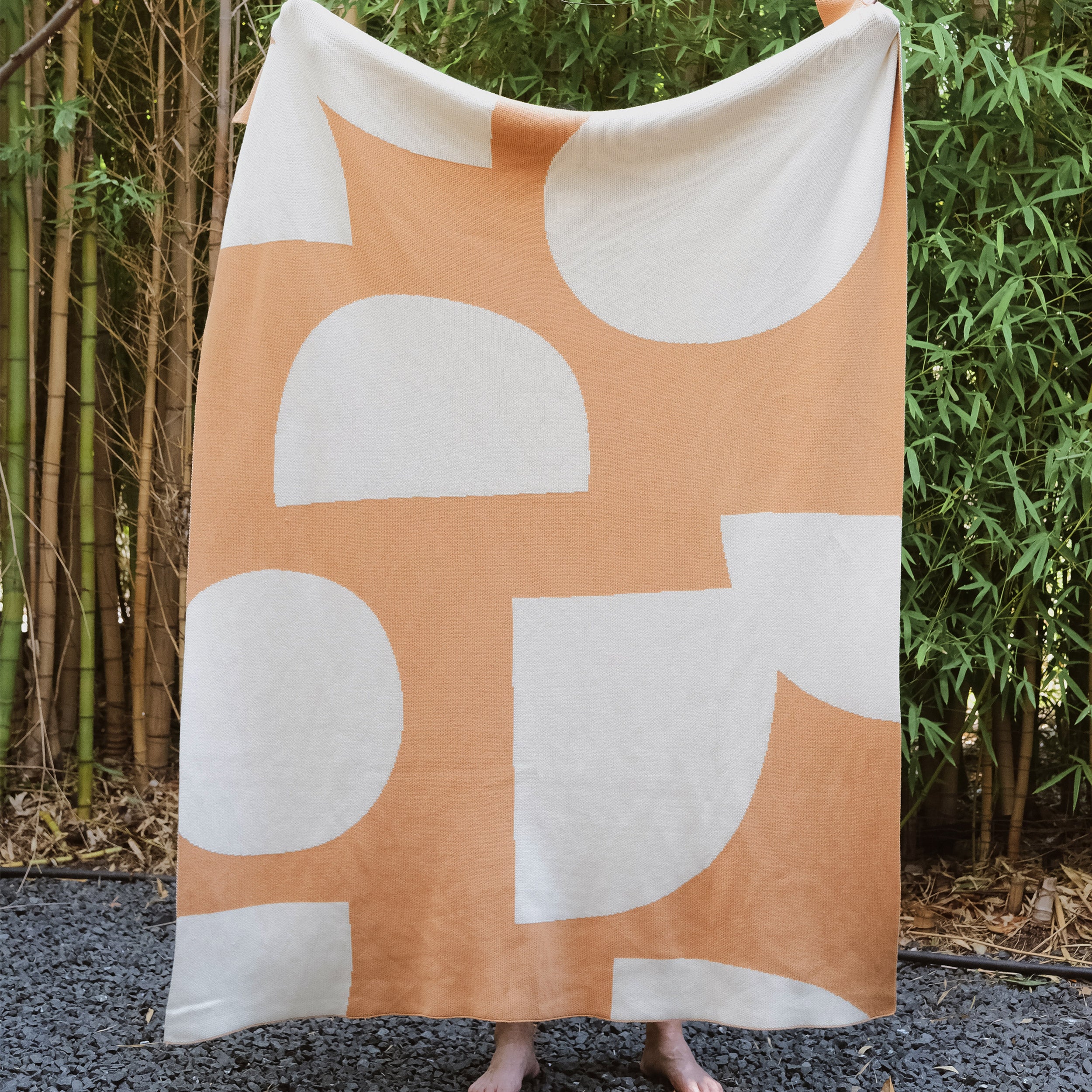 Abstract Shapes Cotton Throw Blanket – Neutral & Cream or Baked Clay ...